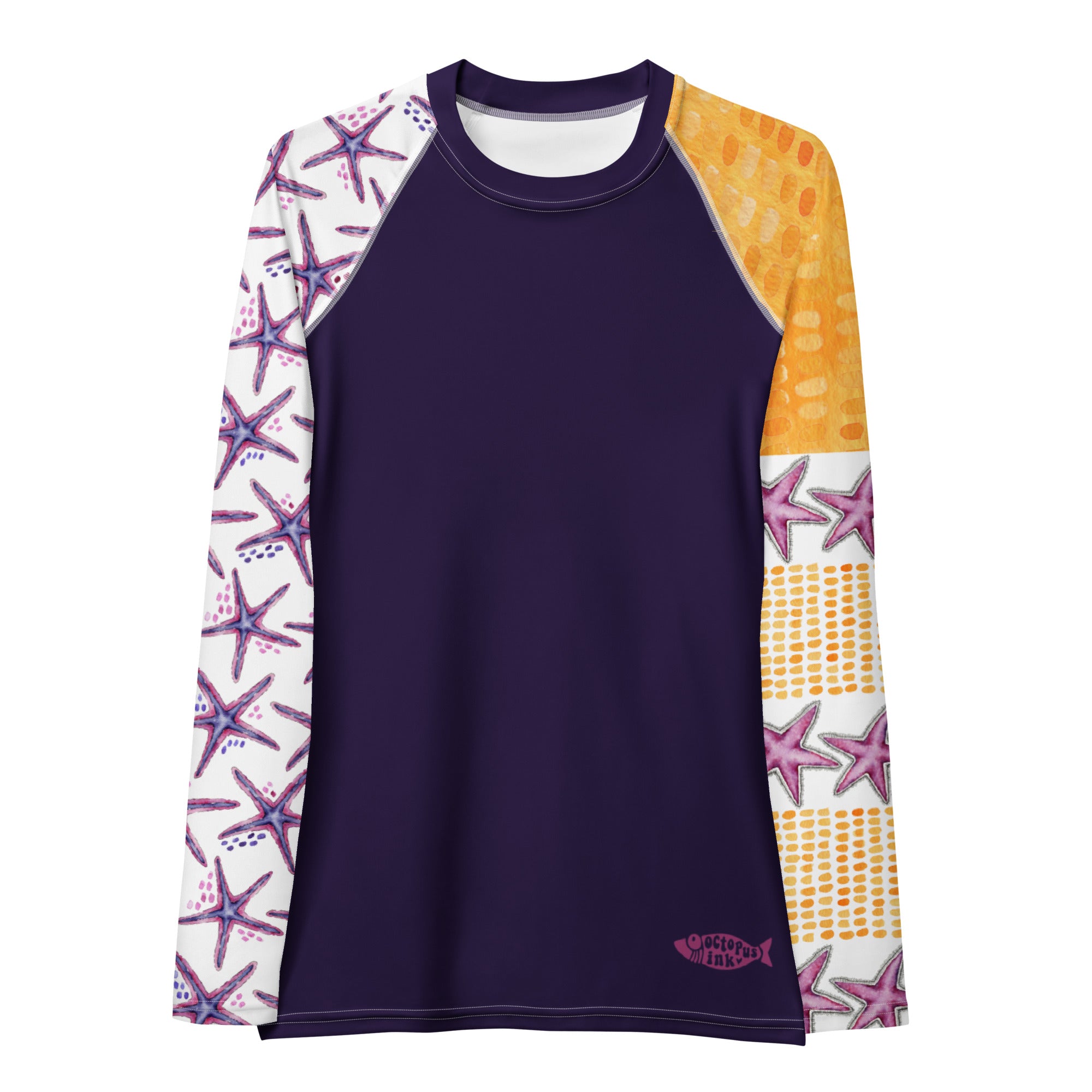 Starfish Drift Women's Rash Guard | Hand-Painted Design | Eco-Friendly ...